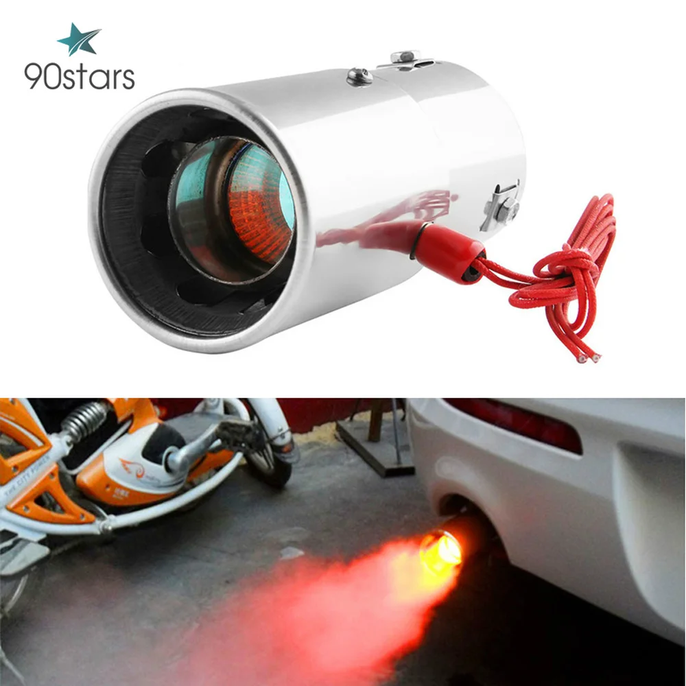 1pcs Universal Car Led Exhaust Pipe Red Light Flaming Muffler Tip ...