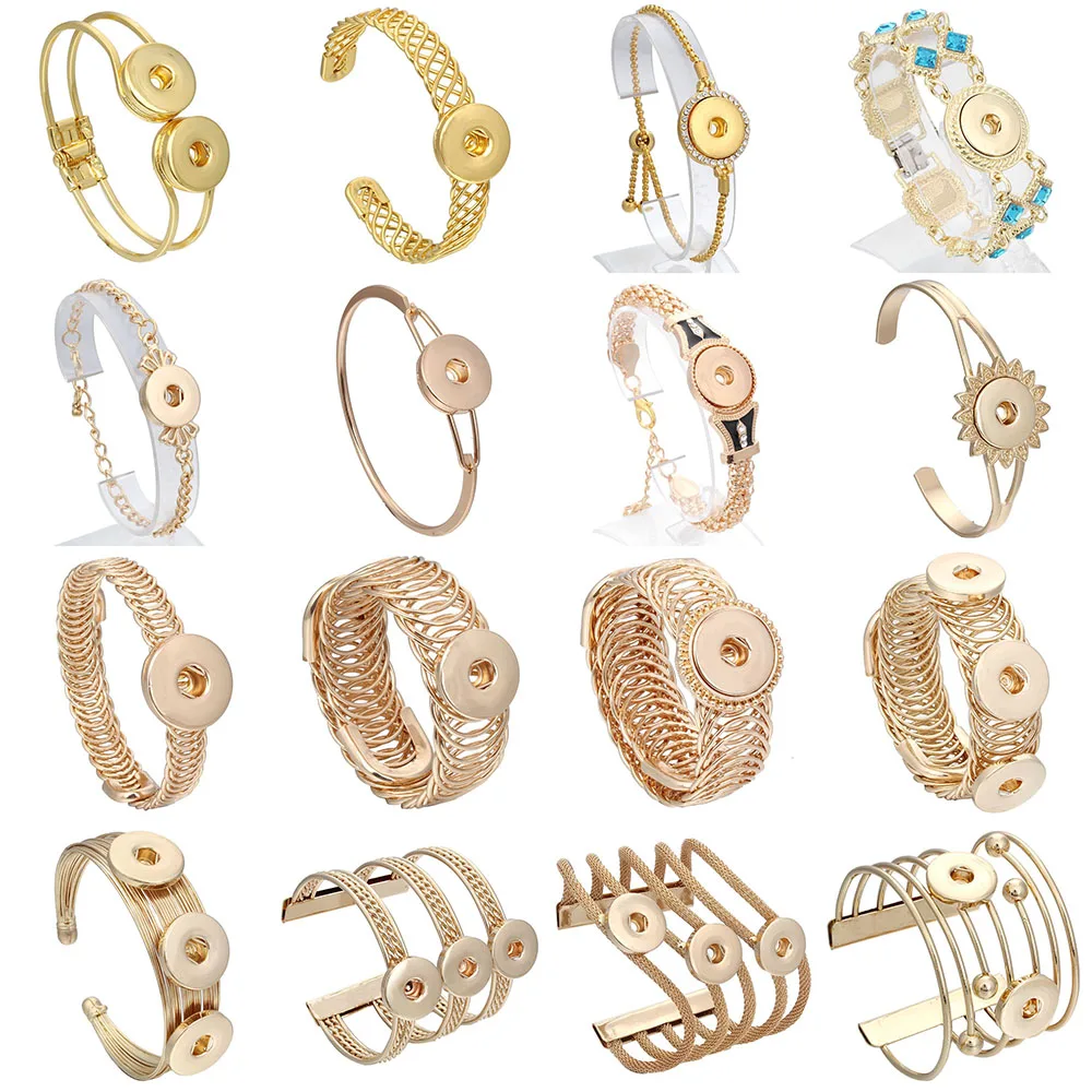 New-18mm-Snap-Jewelry-Gold-Bracelet-Snap-Button-Bracelet-Metal-Buttons ...