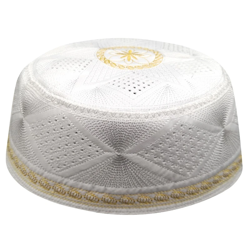 India-Satin-Bonnet-White-Embroidery-Muslim-Caps-Man-Kippah-African-Men ...