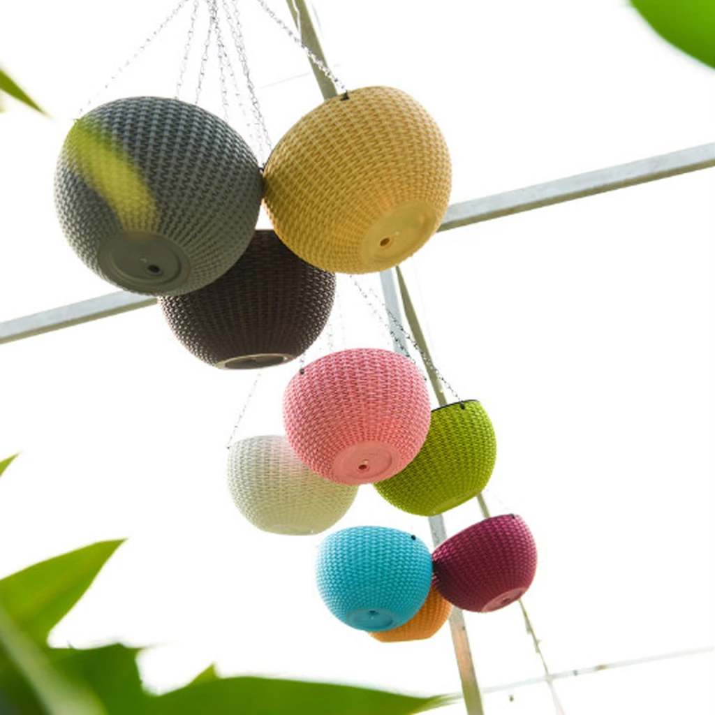 Round-Plastic-Chain-Basket-Hanging-Planter-Hanging-Flowers-and-Plants ...