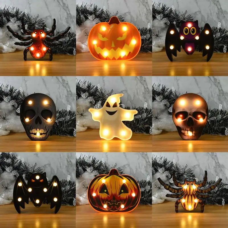 Halloween LED Lights Horror Pumpkin Ghost Bat Spider Night Lights ...