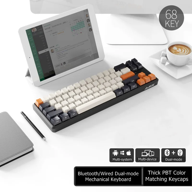 All New Ajazz K680t 68 Key Mini Rechargeable Bluetooth Wireless/Wired ...