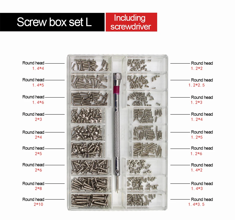 VIS,Small screw set N--Boîte à petites vis Phillips pour lunettes, 18 ...