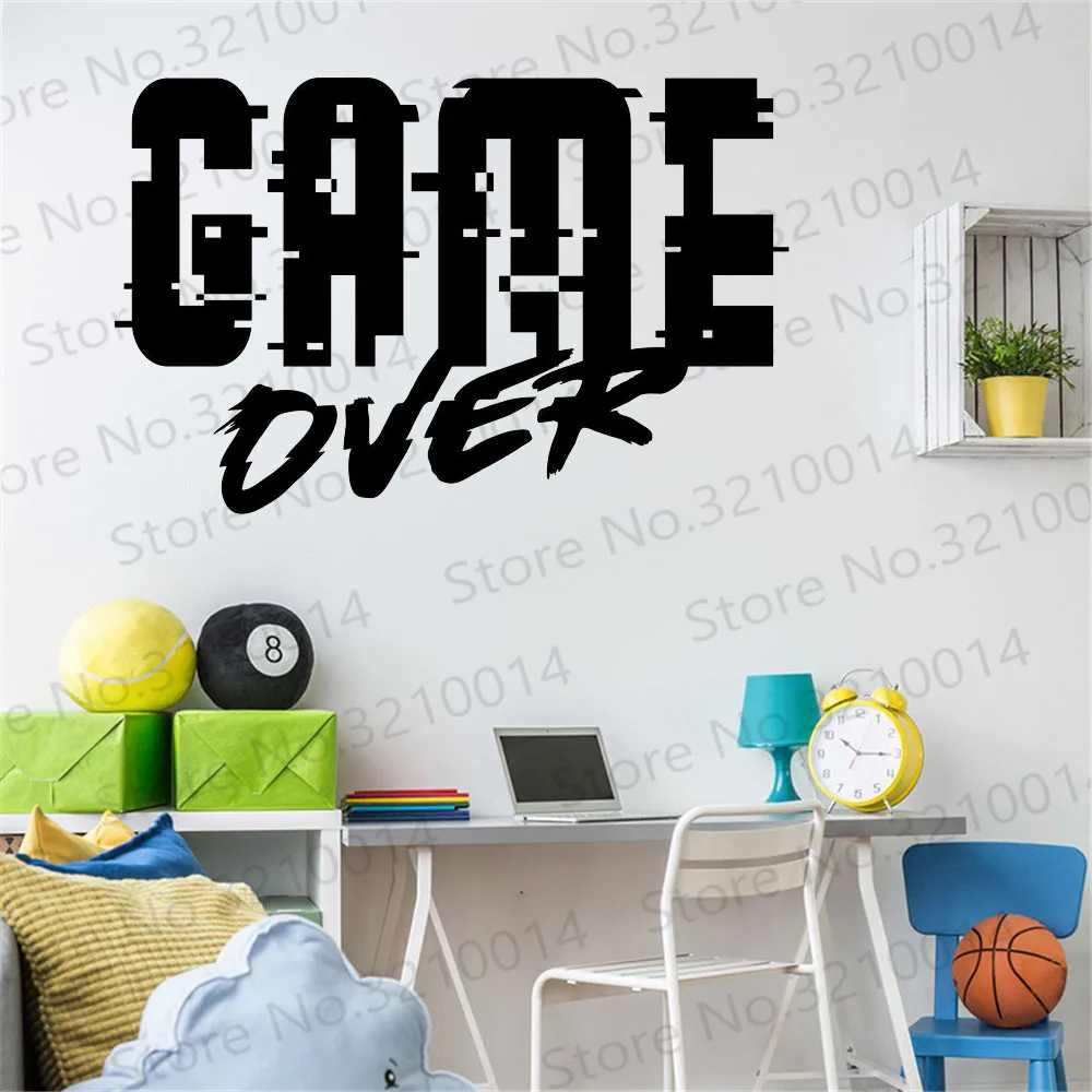 Game wall decal teen boy room decor game over decal playroom decorgame ...