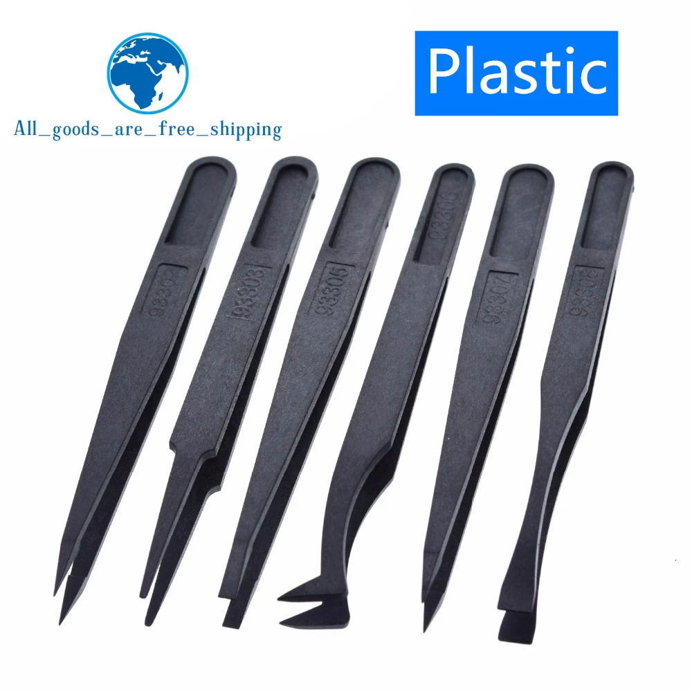 TZT 6pcs Anti-static Electronic Tweezers Kit ESD Plastic Forceps PCB ...