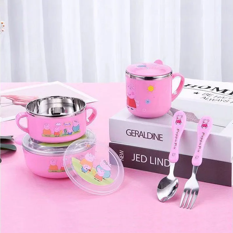 Peppa Pig Boxed 5 Piece Tableware Set Peppa Pig Stainless Steel Rice ...