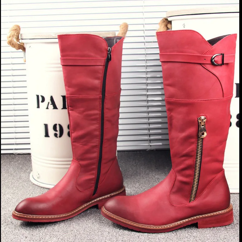 Leather Equestrian Tooling Boots | Red Military Boots Leather | Red ...