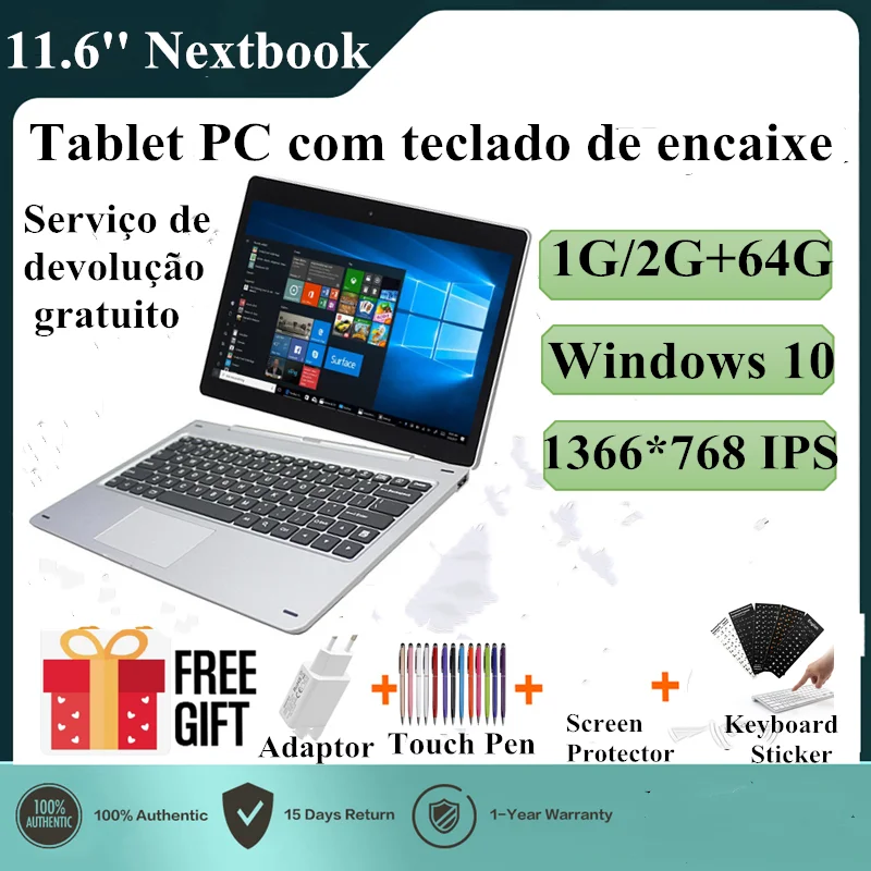 Tablet-PC-com-Docking-Keyboard-2-em-1-Windows-10-WiFi-G12-Tela-Sens-vel ...