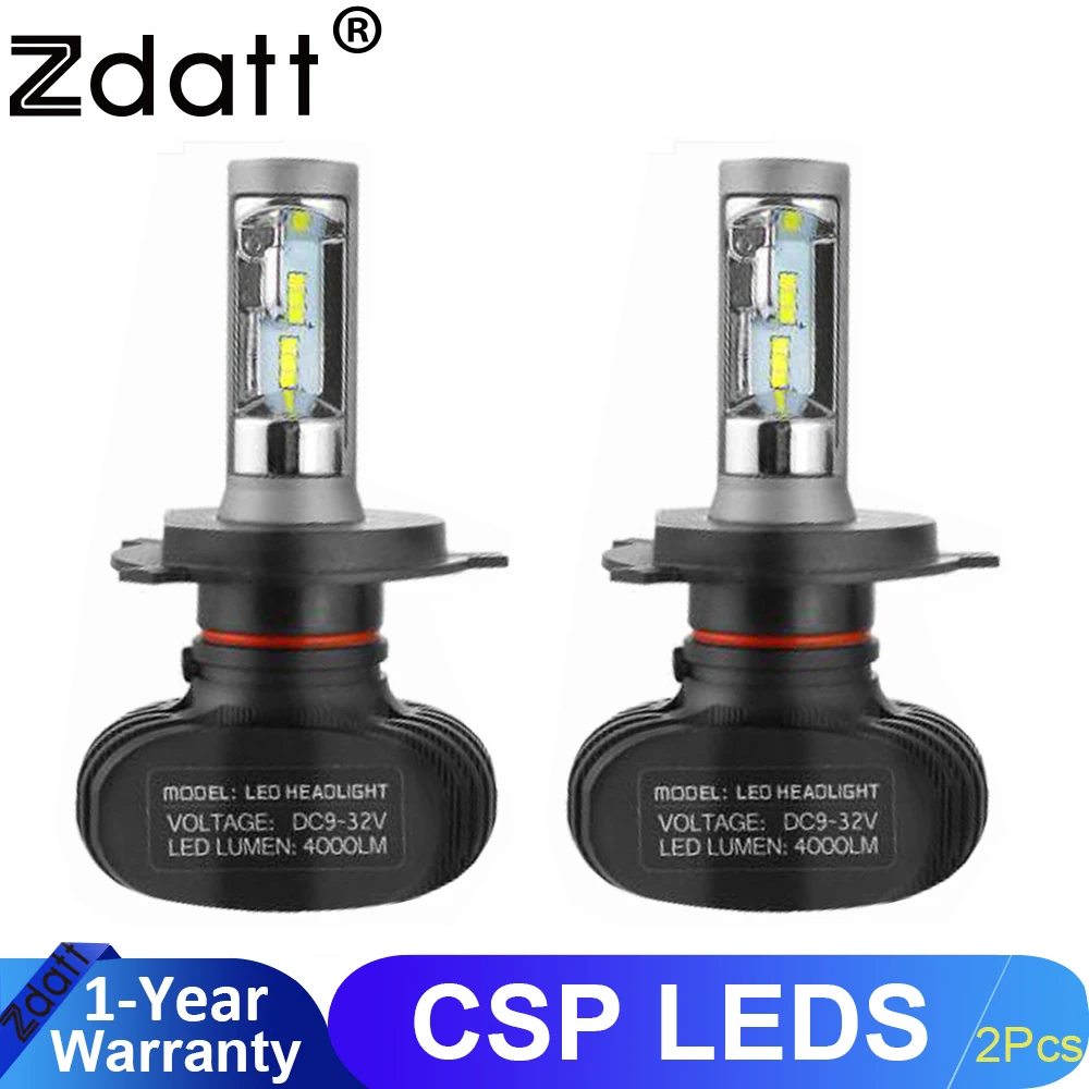 Zdatt H7LED coche bombillas H4 H7 led faro de 12V 12V 6000K 60W 8000LM ...