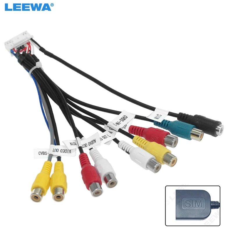 Leewa 20-pin Extended Interface Rca Aux-in/out Cable With Sim Slot Mic ...
