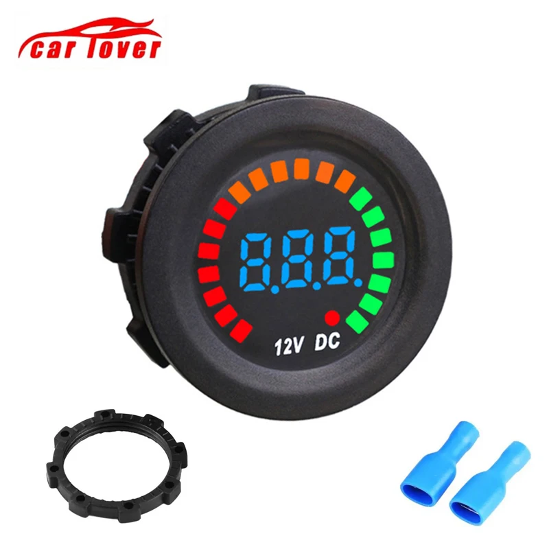 12V-DC-Voltmeter-Colorful-Screen-LED-Digital-Display-Waterproof-Volt ...