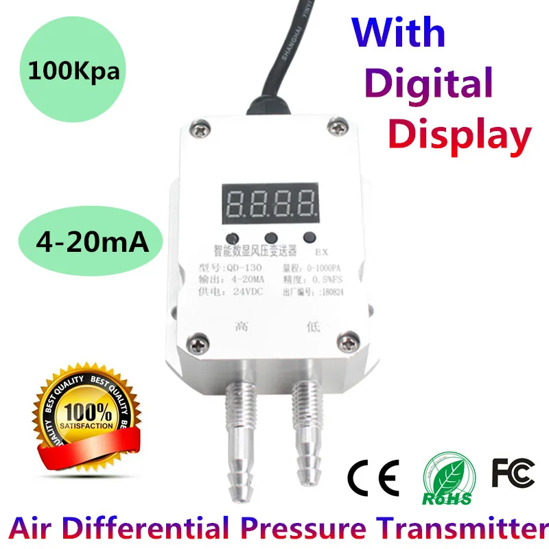 LCD-display-Pressrue-Transmitter-DC24V-4-20mA-Air-Differential-Pressure ...