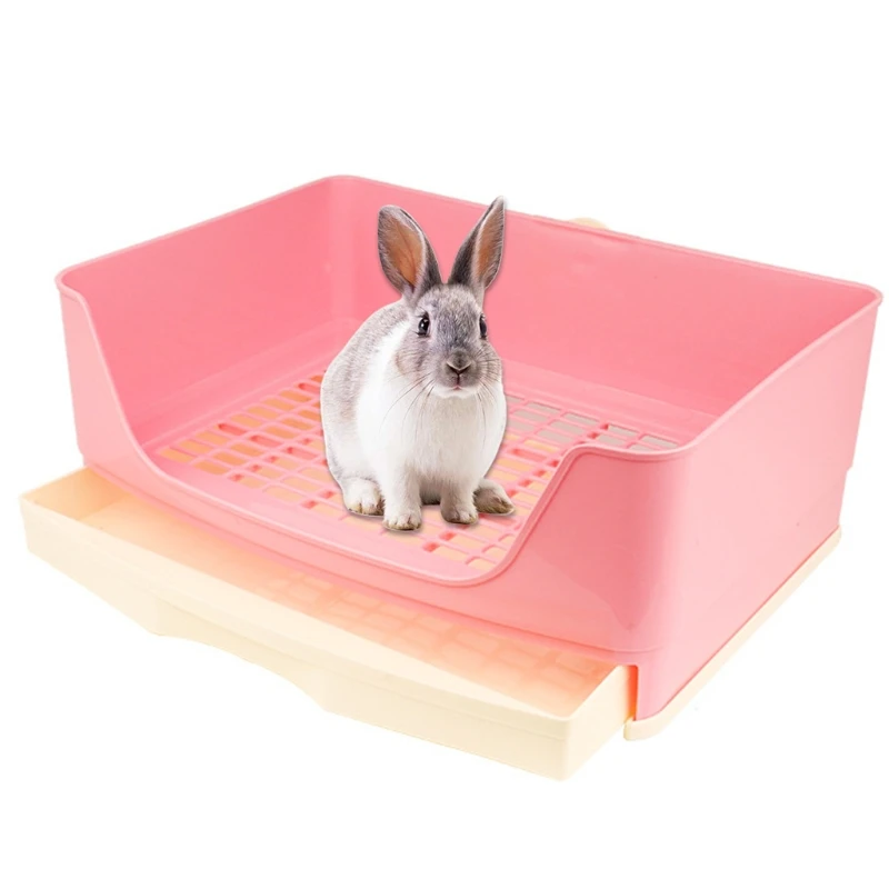 Large-Rabbit-Litter-Box-with-Drawer-Place-Firmly-Pet-Bedpan-Corner ...