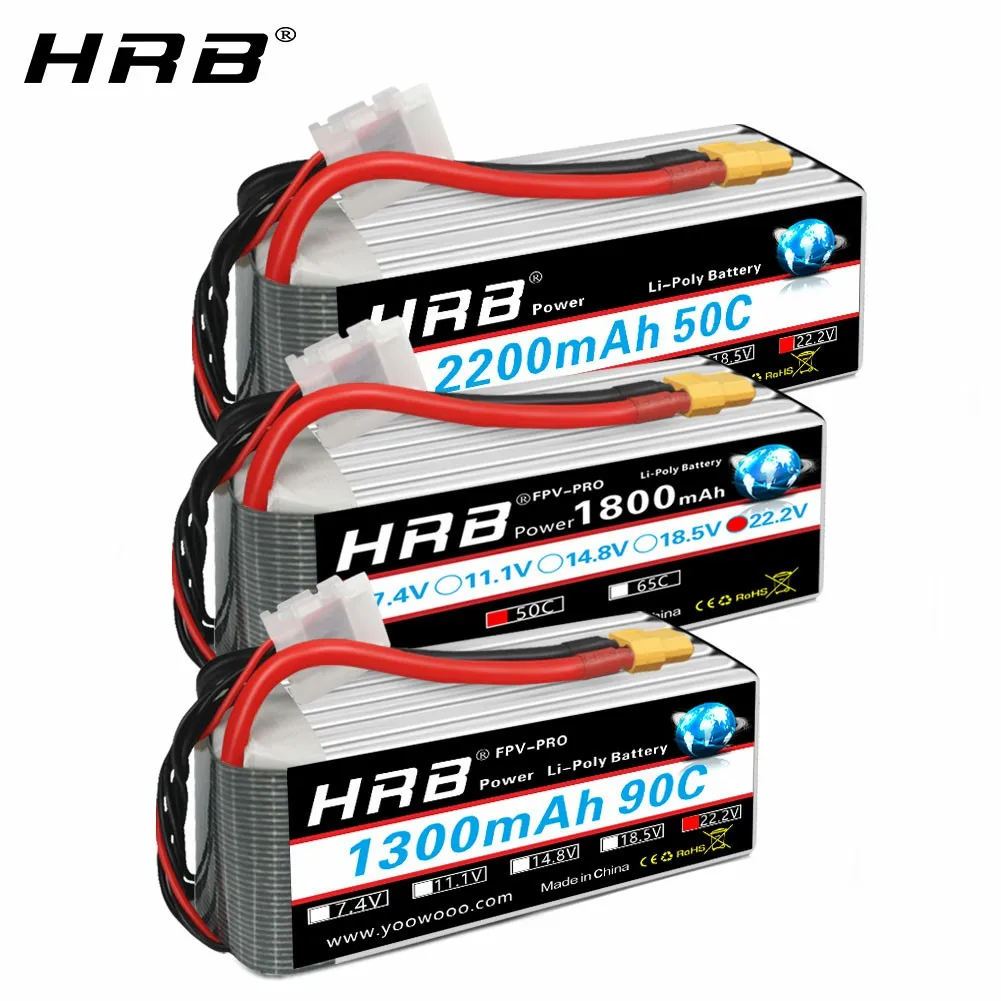 HRB 6S Lipo Battery 22.2V 1800mah 1300mah 2200mah 1500mah FPV Drone ...