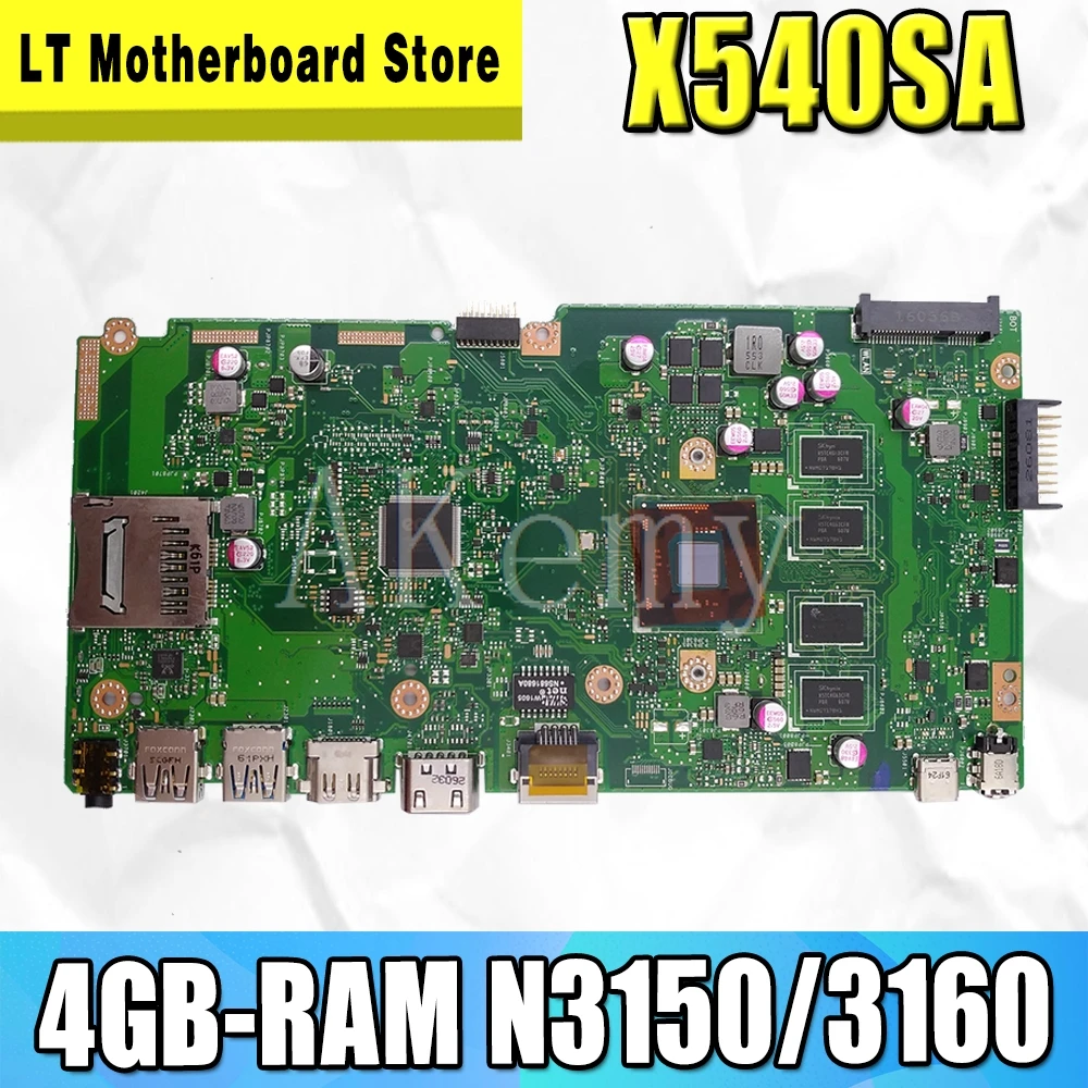 NEW X540SA laptop mainboard 4GB-RAM N3150/3160 CPU REV 2.0 For ASUS X540 X540S X540SA X540SAA ...
