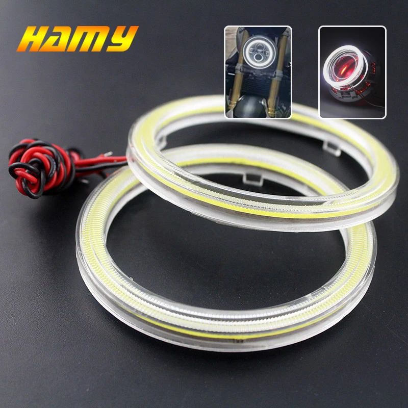 2x-Car-motorcycle-Angel-Eyes-LED-COB-Light-60mm-70mm-80mm-Auto ...