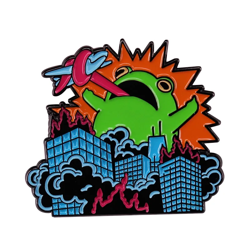 Vibrant-Colors-Kaiju-Frogs-Soft-Enamel-Pin-City-Explosion-Brooch-Terror ...
