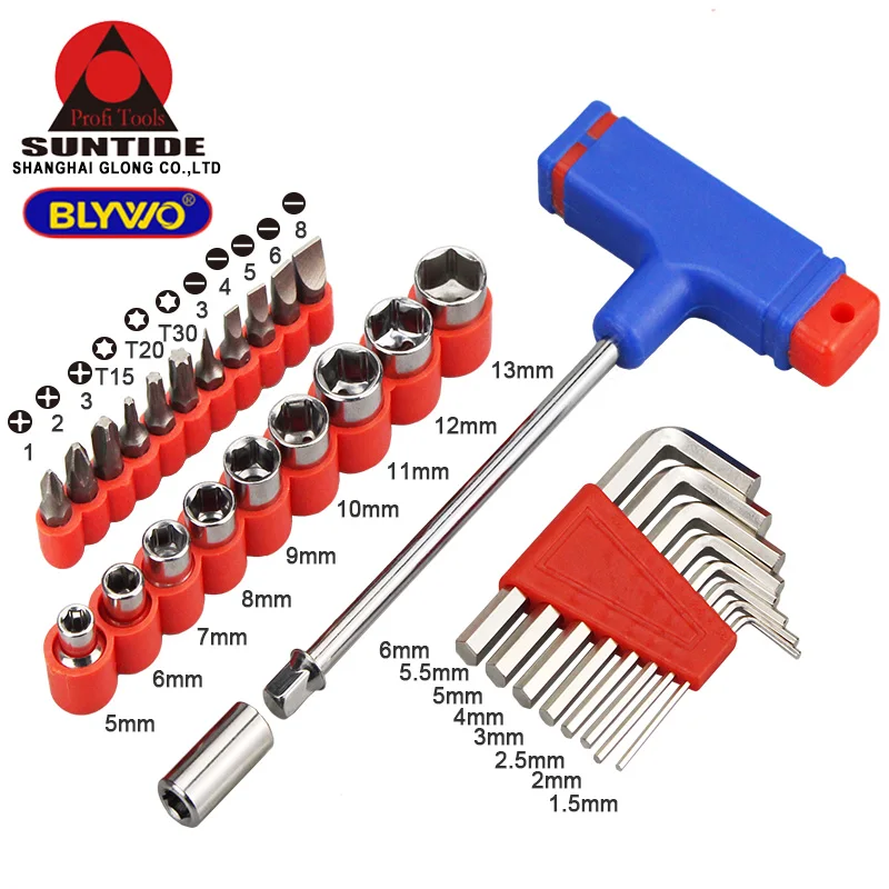 29PCS-Screwdriver-and-Socket-bits-Set-Hex-Wrench-T-Type-Handle-Socket ...