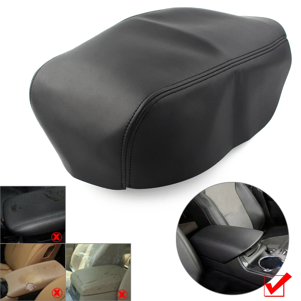 Car Accessories Black Leather Soft Center Console Lid Armrest Cover ...