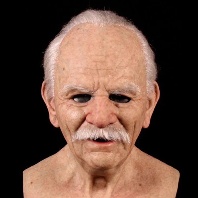 Halloween Scary Bald Moustache Masquerade Grandparents Cosplay Mask ...