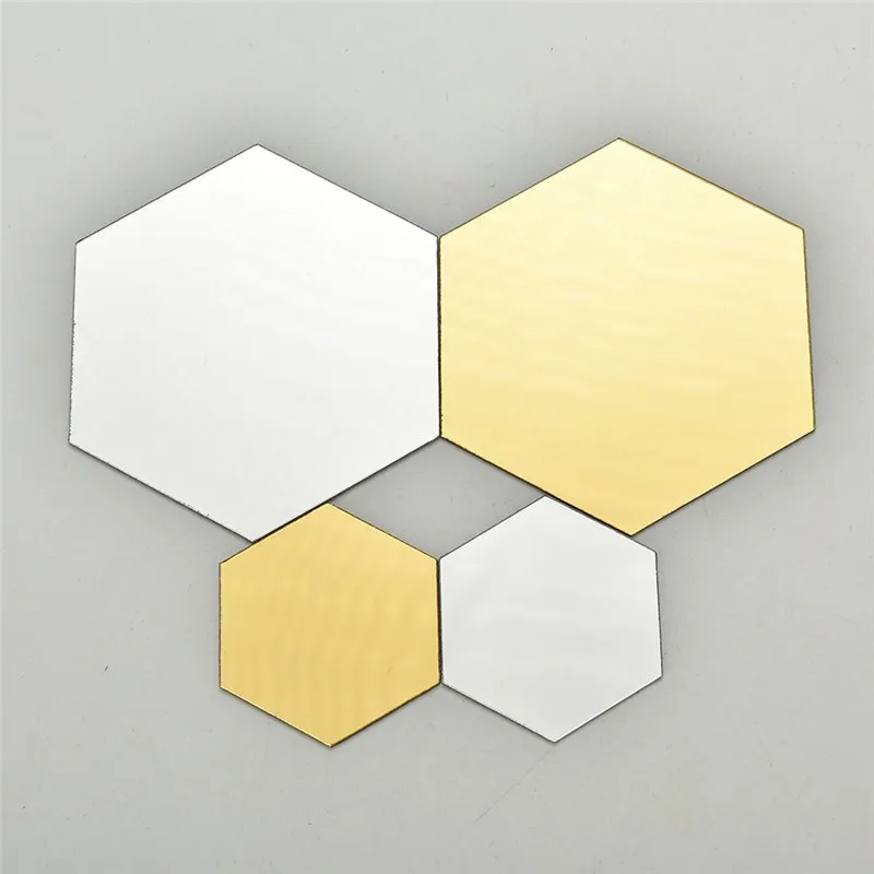 3d Mirror Wall Stickers Hexagon Acrylic Removable Mirror Sticker Wall ...