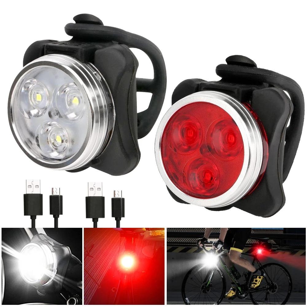 Mini Usb Rechargeable Bike Light Front White Bicycle Lamp Red Safety ...