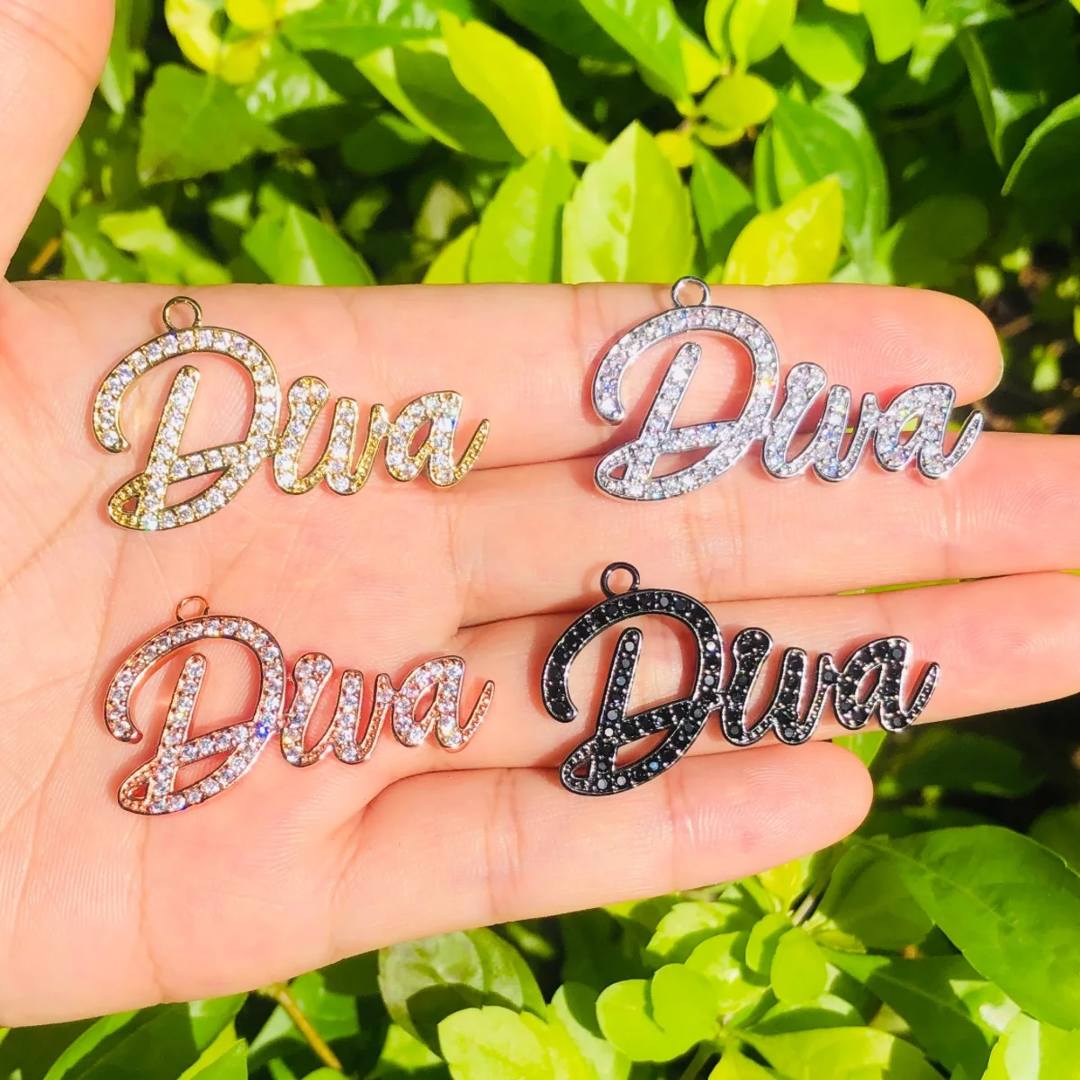 5pcs-DIVA-Word-Charms-for-Girl-Jewelry-Making-Bling-Crystal-Stone-Paved ...
