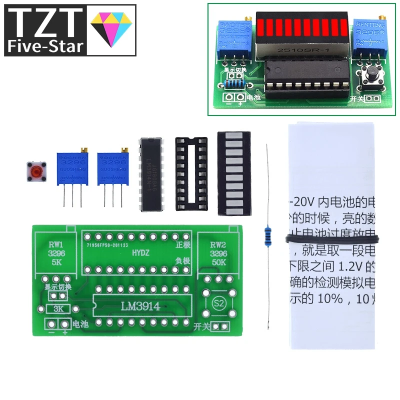 Lm3914 10 Segment 3.7v Lithium 12v Battery Capacity Indicator Module ...