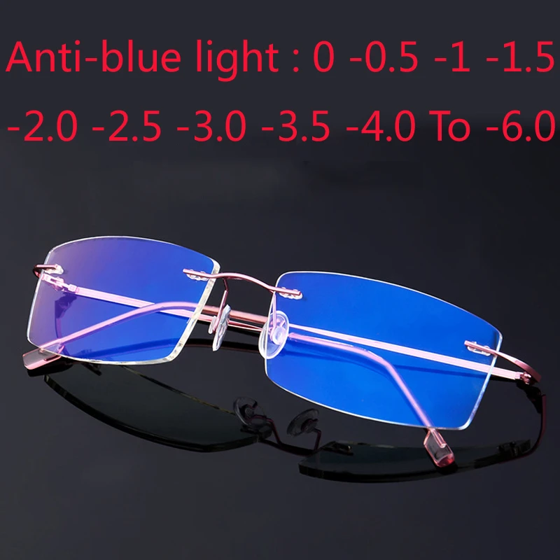 Customize Coating Frameless Myopia Glasses Anti Blue Light Prescription ...