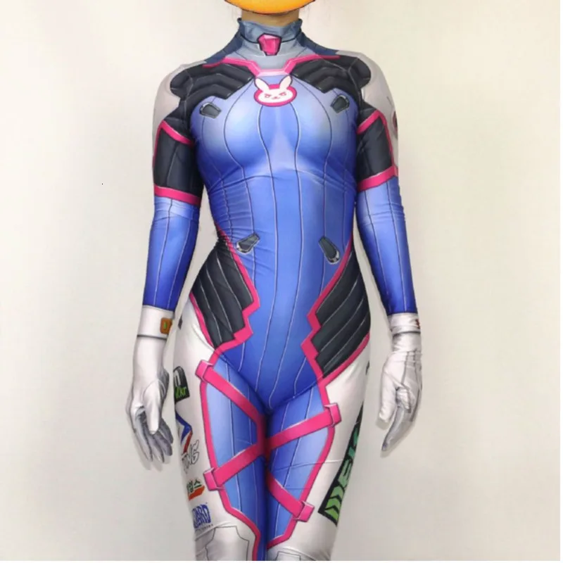 D.va Cosplay Costume Dva Suit Spandex Lycra Zentai Bodysuit Woman Grils ...