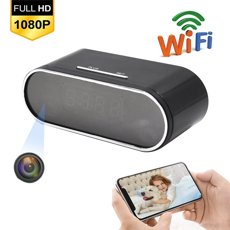 Wireless Wifi Mini Clock Camera Time Alarm Camcorder Watch 1080p Ip/ap ...