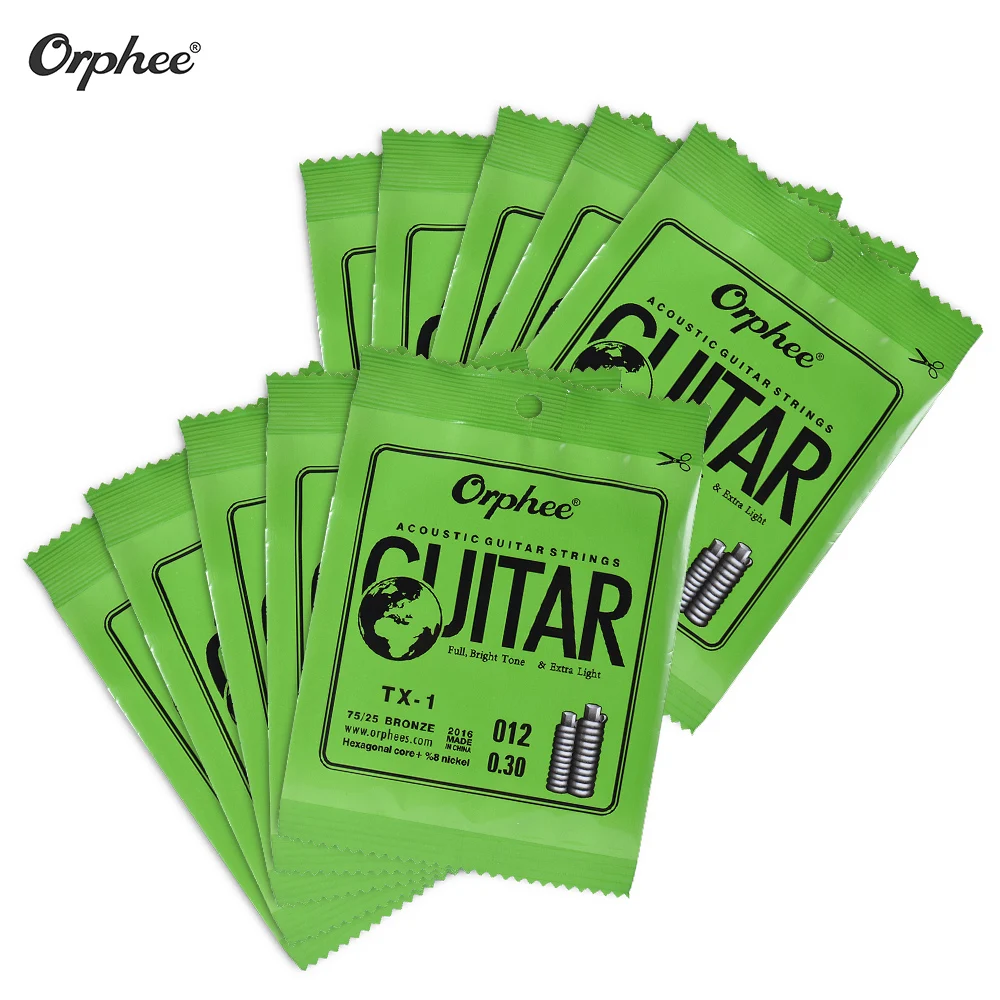 Orphee TX 1 Single Guitar String for Acoustic Folk Guitar 10 Pack High ...