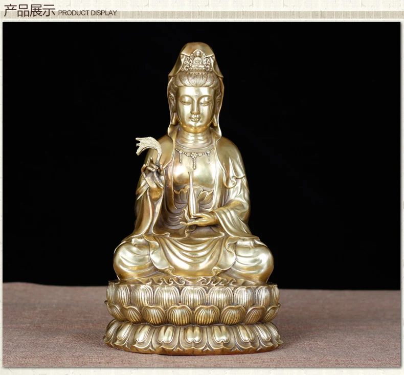 Ornamentos de estátua de buda de guanyin de cobre puro, decorações de ...