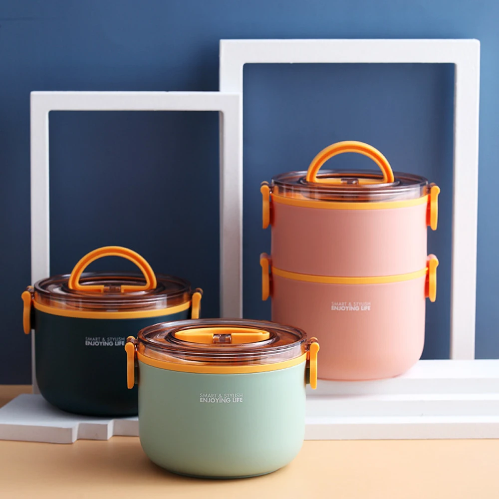 LUNCH BOX,Double Blue--Boîte à déjeuner ronde à Double couche avec ...