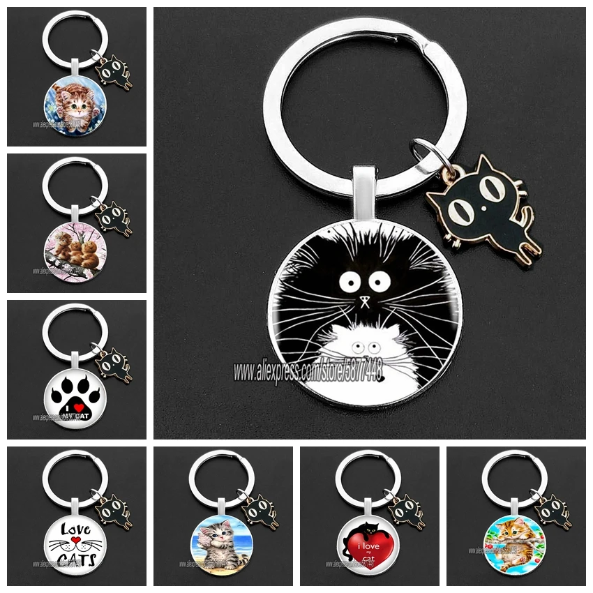 Cute-Naughty-Cat-Girl-Keychain-I-Love-My-Cat-Key-Holder-Lovely-Little ...