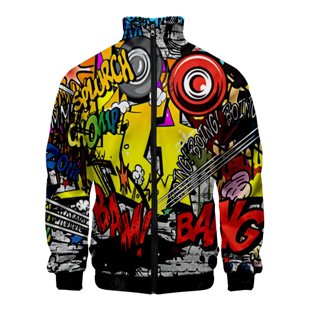 2021-Graffiti-Sweatshirt-3D-Stand-Collar-Zipper-Jacket-Men-Women-Long ...