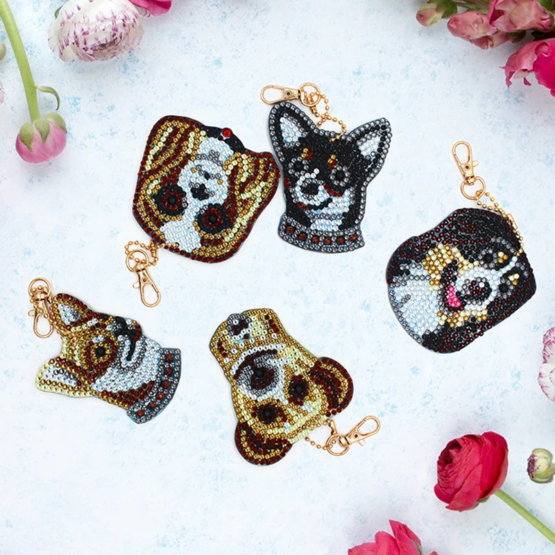 DIY Dog Diamond Painting Keychain Rhinestone Embroidery Pendant Craft ...