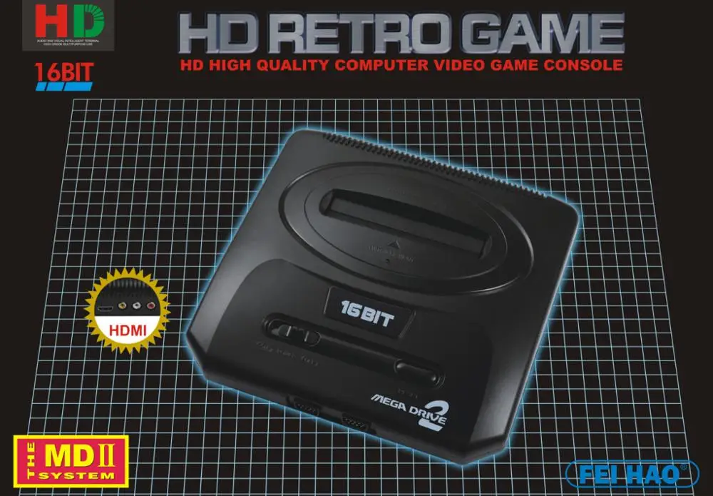 HDMI TV 비디오 게임 콘솔, Sega MEGADRIVE2 MD2 레트로 게임, HDMI 출력 2.4G 무선 컨트롤러, 18 ...