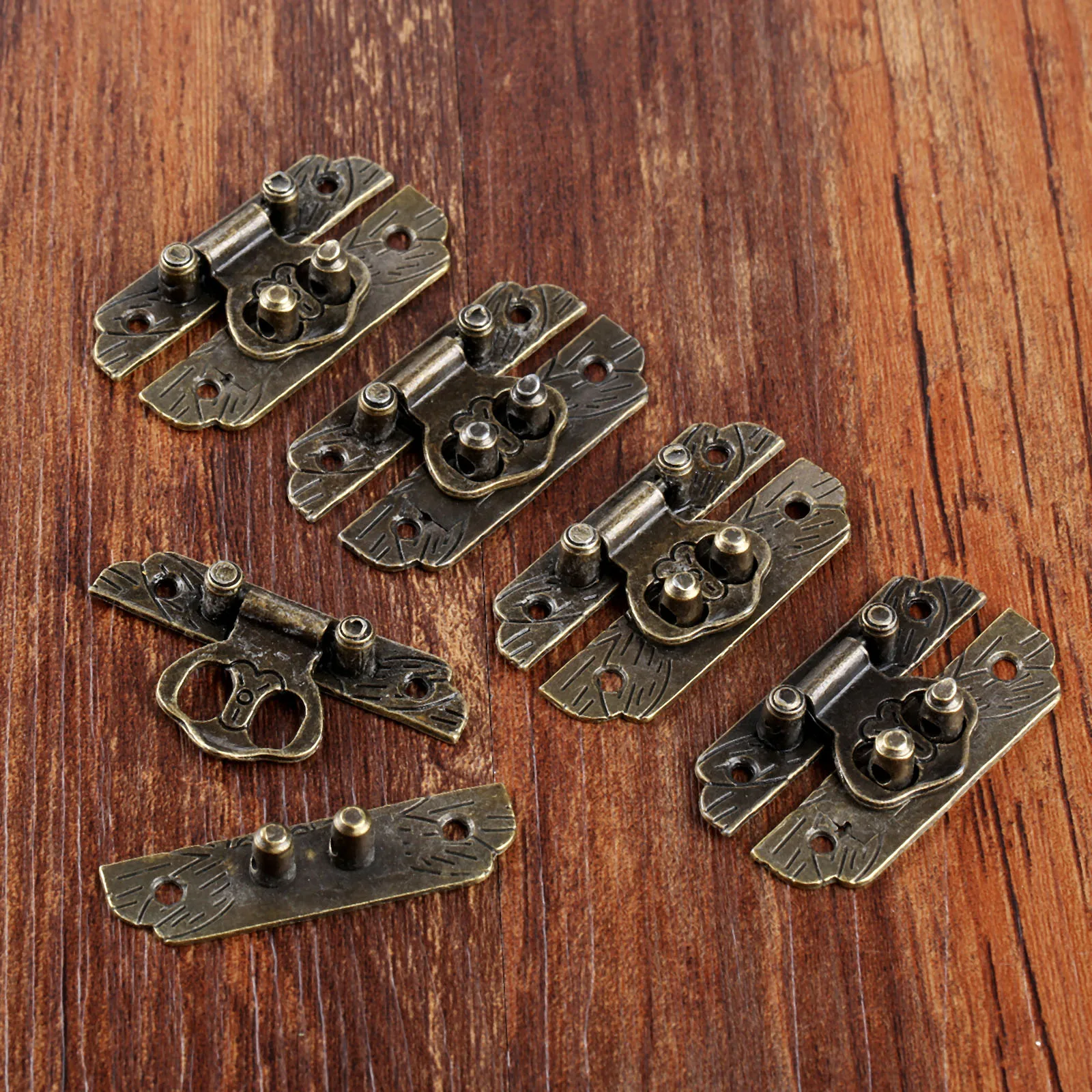 5pcs Vintage Wooden Box Lock Antique Bronze Box Hasps Catch Latches For ...