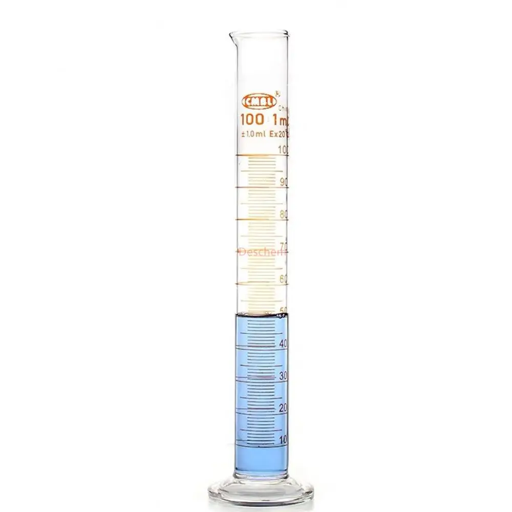 100ml Glass Measuring Cylinder W/Graduated & Spout Mouth Lab Chemistry ...