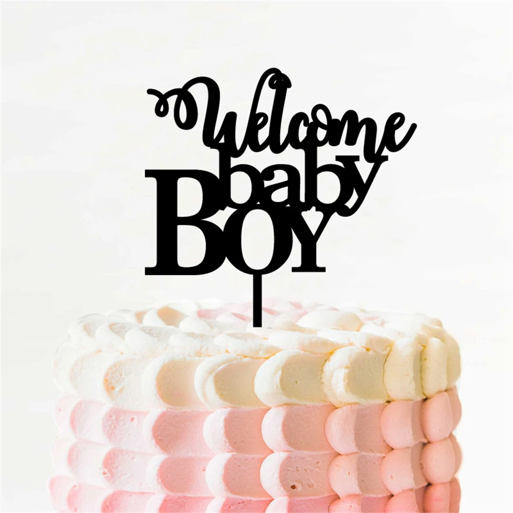 Welcome Baby Boy Cake Topper, Baby Shower For Boys, Gender Reveal Party ...