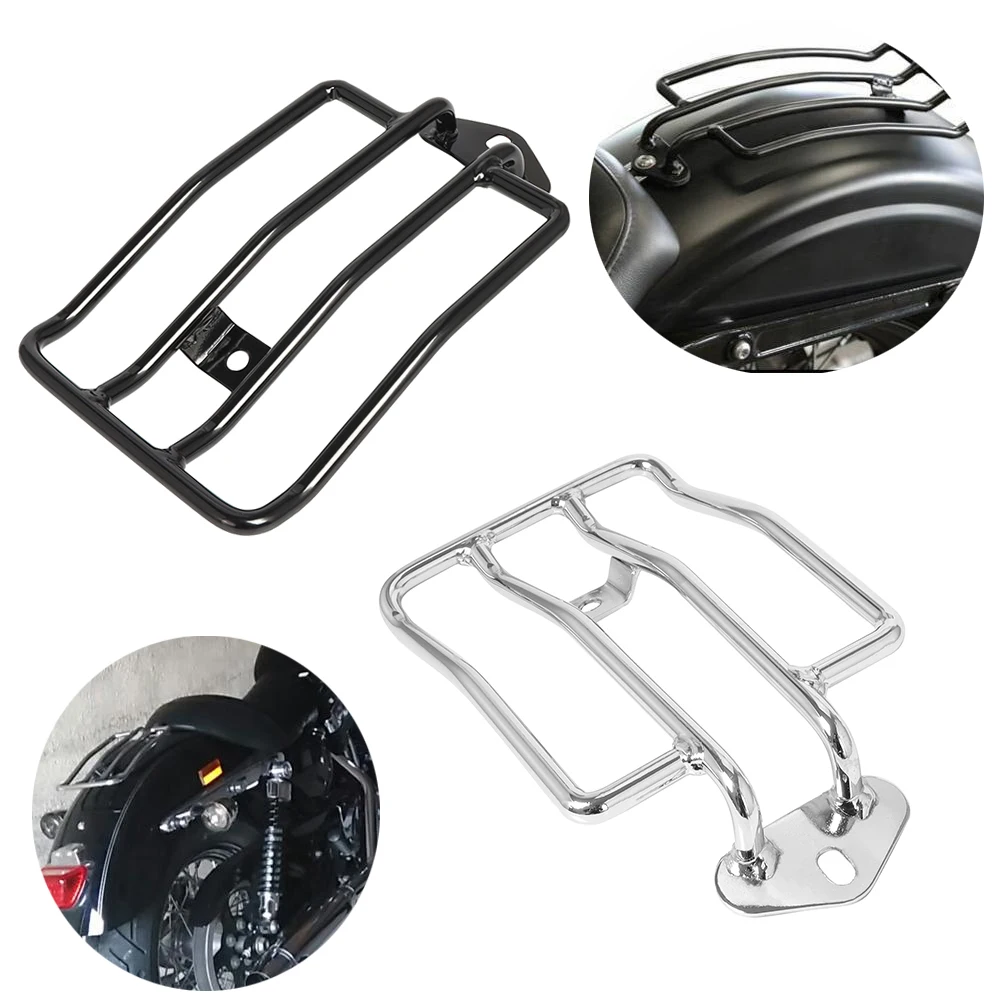 Motorcycle-Chrome-Black-Rear-Fender-Luggage-Rack-Support-Shelf-Solo ...