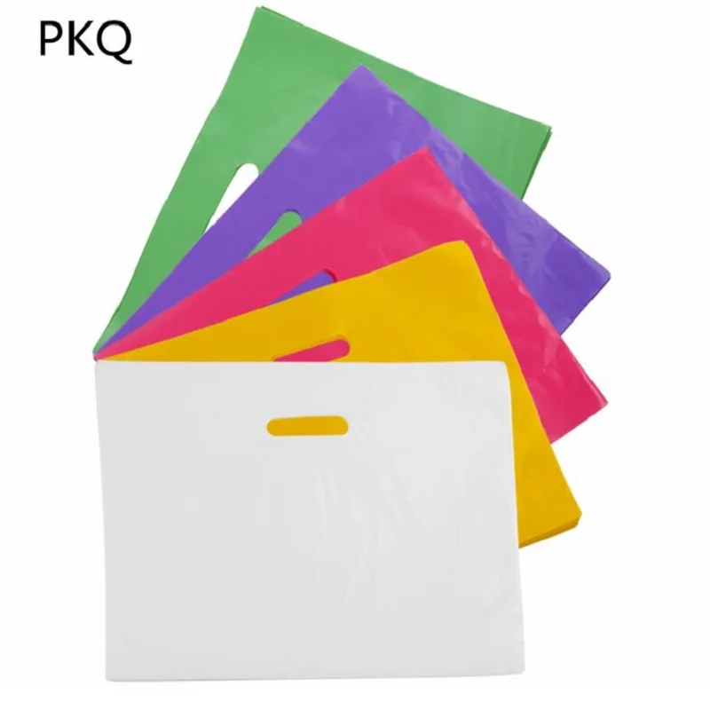 50pcs Colored Plastic Bags with Handle Large Shopping Bag Clothes Gift ...