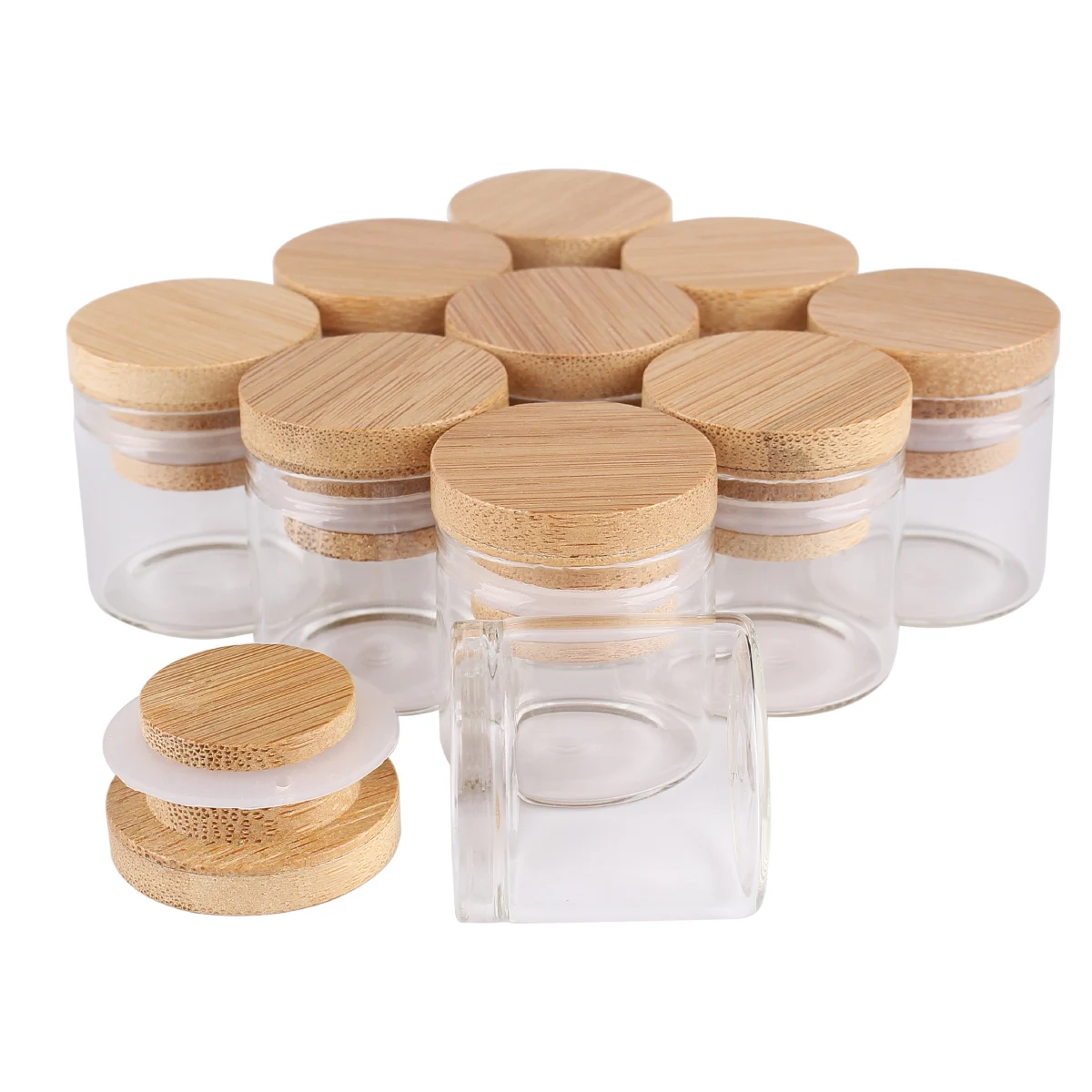 24 pieces 10ml 30*30mm Test Tubes with Bamboo Caps Glass Jars Glass ...