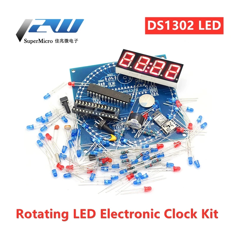 Led Display Alarm Rotary Electronic Clock Diy Kit Light Control ...