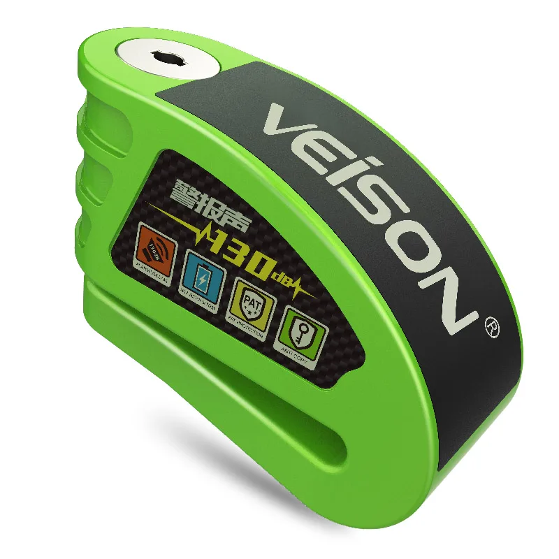VEISON Motorcycle Alarm 130DB Lock SteelmateWaterproof Disc Lock ...