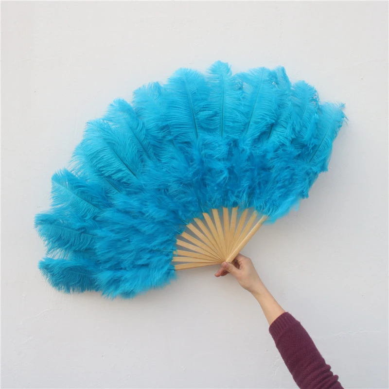 High Quality Blue Ostrich Feathers Fan Plume Party Carnival Performance ...