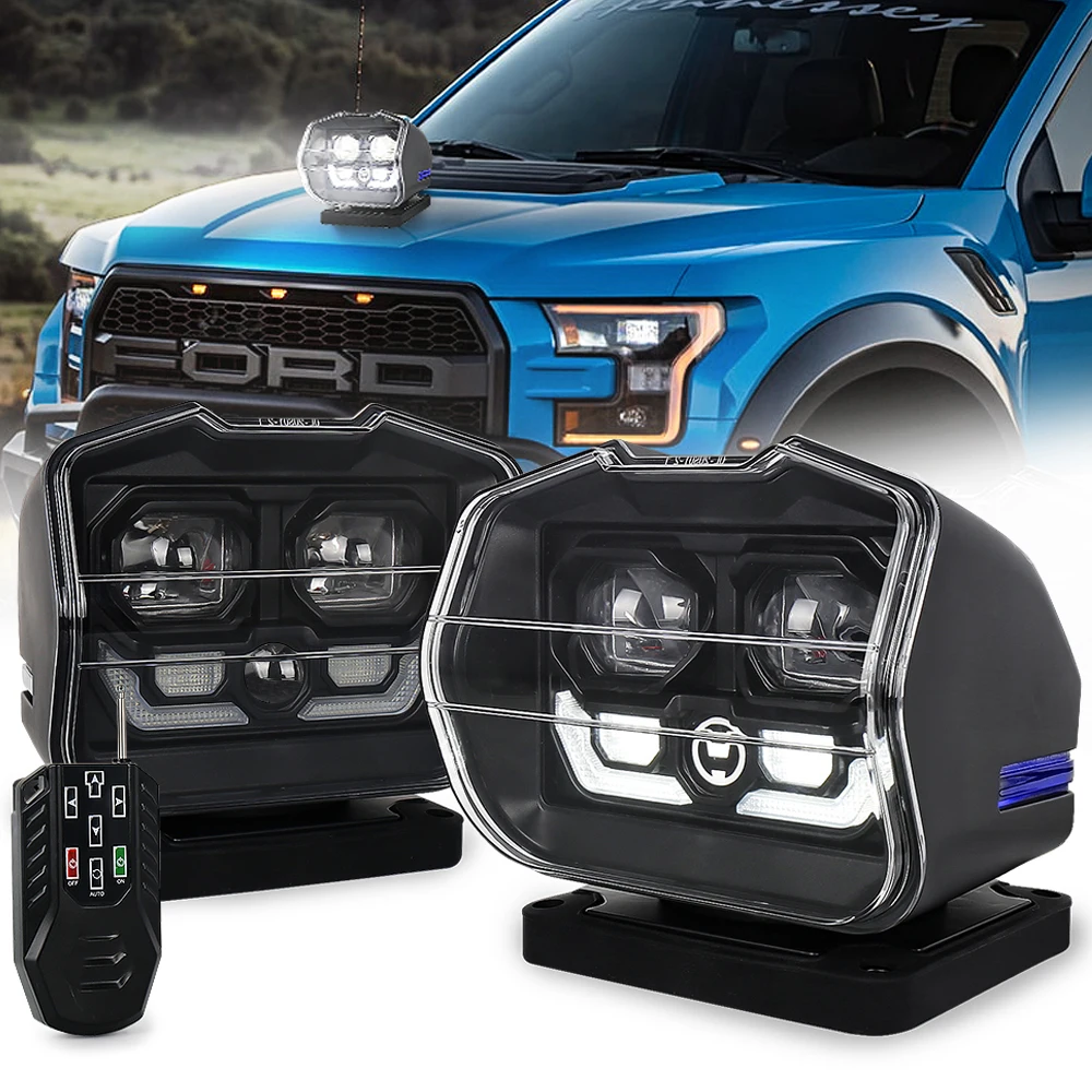 Wireless-Remote-Control-Searchlight-360-Rotating-Work-Light-for-Off ...