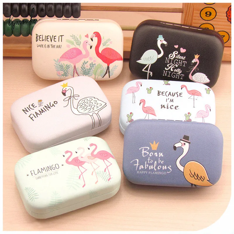 Random Pattern Flamingo Leather Contact Lens Case Cute Glasses Case ...