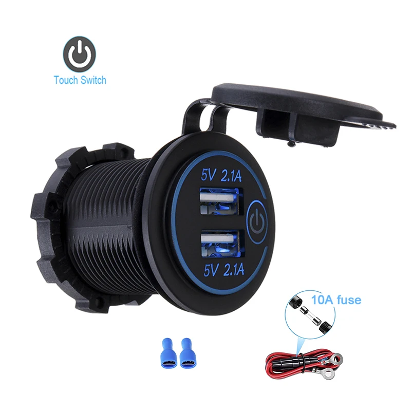 4-2A-Dual-USB-Fast-Charger-Socket-Power-Outlet-with-Switch-Waterproof ...